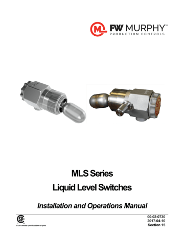 Murphy MLS Liquid Level Switch Liquid Level Switch Installation ...