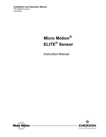 Micro Motion CMF400 Installation Instructions | Manualzz