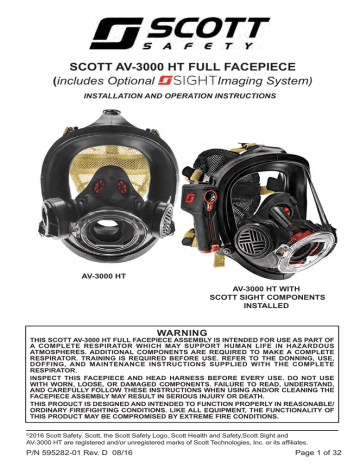 SCOTT AV-3000 HT FULL FACEPIECE | Manualzz