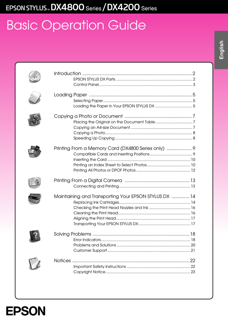 Epson STYLUS DX4800 Series Basic Operation Manual | Manualzz