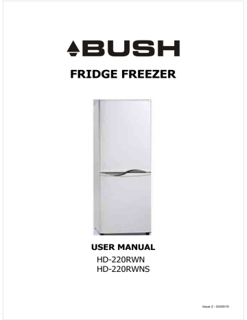 Bush Fridge freezer HD-220RWN, HD-220RWNS User manual | Manualzz