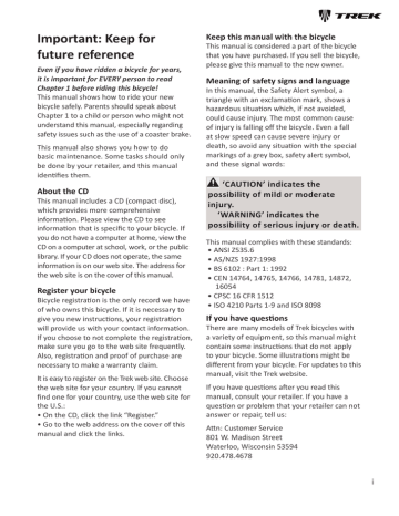 Trek Bicycles Owner's Manual | Manualzz