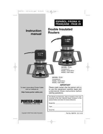 Porter-Cable 7519 User manual | Manualzz