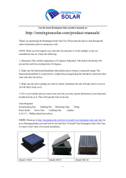 Remington Solar SGF20 - User manual, installation Guide