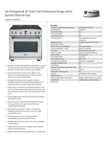 Monogram ZDP366NPSS 36 Inch Pro-Style Dual-Fuel Range Guide | Manualzz