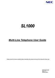 NEC SL1000 - User manual, Programming Manual, User Guide