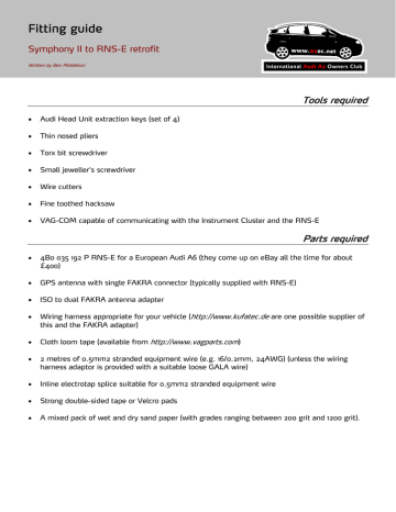 Audi RNS-E Fitting guide | Manualzz
