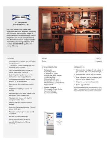 Sub-Zero 700TCI Specifications | Manualzz