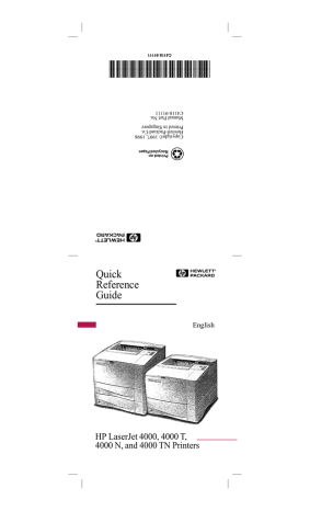 HP LaserJet 4000 Printer series Quick Reference Guide | Manualzz