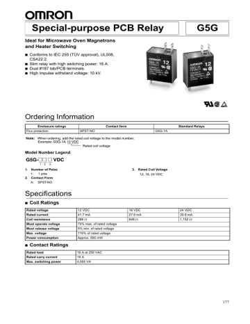 PCB Relay G5G 1A Datasheet | Manualzz