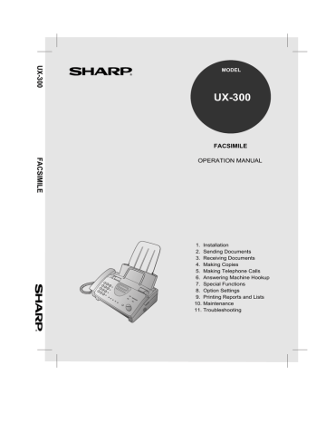 Sharp UX-300 Fax Machine Operation Manual | Manualzz