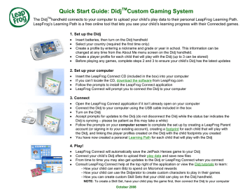 LeapFrog Didj Custom Gaming System Quick Start Guide | Manualzz