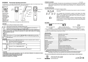 ThermoWorks IR-GUN-S Industrial IR Gun Operating instructions | Manualzz