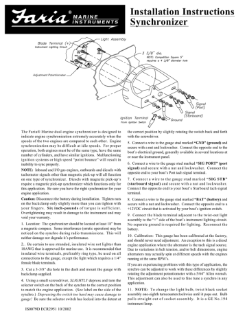 Faria Dual Engine Synchronizer Installation Instructions | Manualzz