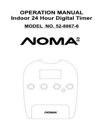 NOMA Digital Timer 52-8867-6 Operation Manual | Manualzz