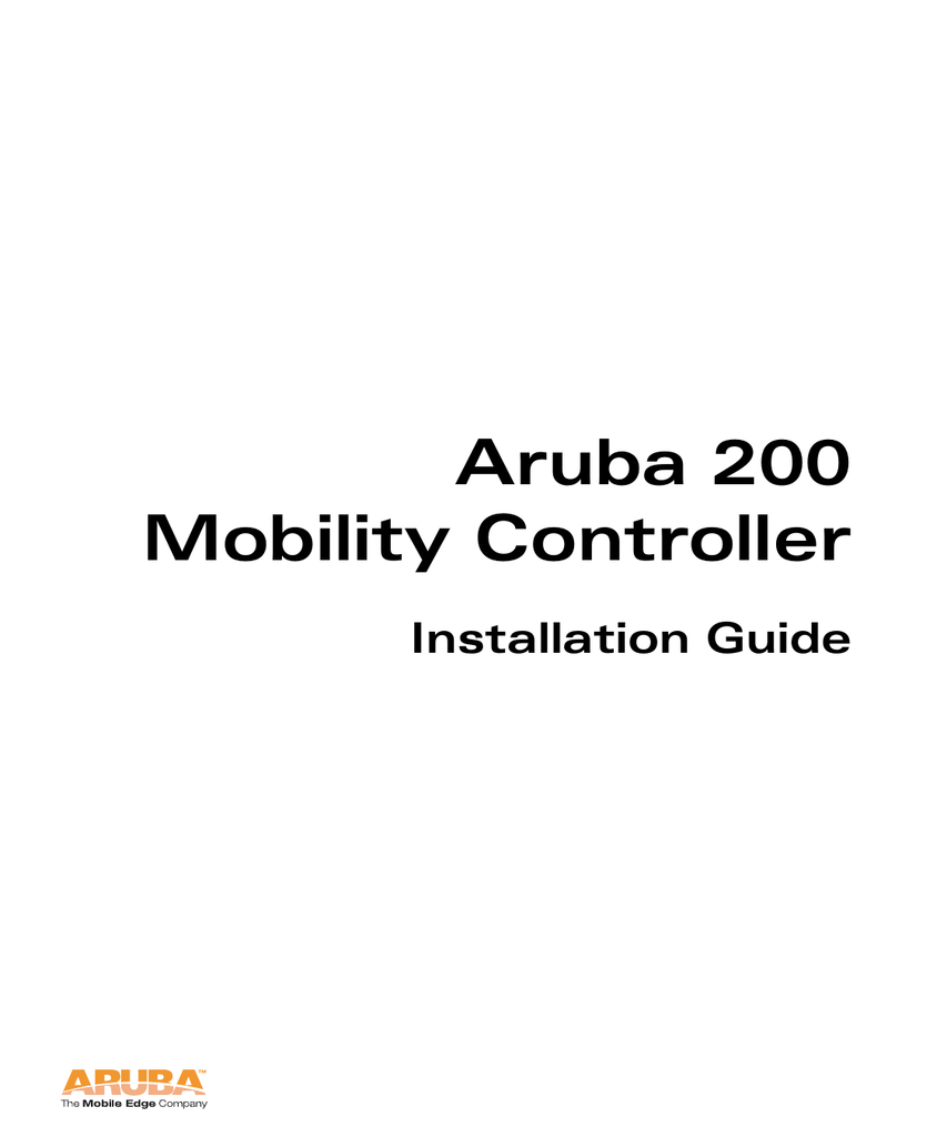 Aruba 200 Mobility Controller Installation Guide | Manualzz