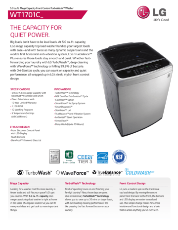 LG WT1701CV Washer Specification Sheet | Manualzz