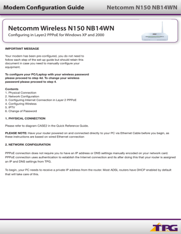 Netcomm N150 NB14WN Configuration Guide | Manualzz