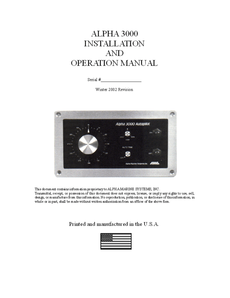 Alpha Marine Systems Alpha 3000 Installation and Operation Manual ...