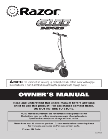 Razor E100 series Owner's Manual | Manualzz
