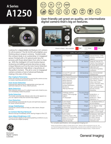 GE A1250 Specifications | Manualzz