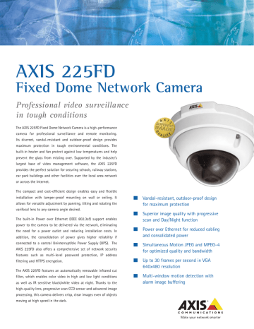 Axis 225FD Specifications | Manualzz