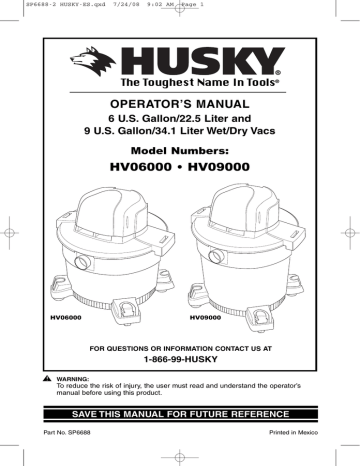 Husky HV09000 Operator's Manual | Manualzz