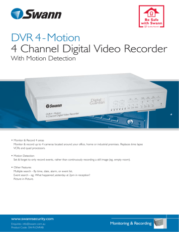 Swann DVR4-Motion Specification | Manualzz