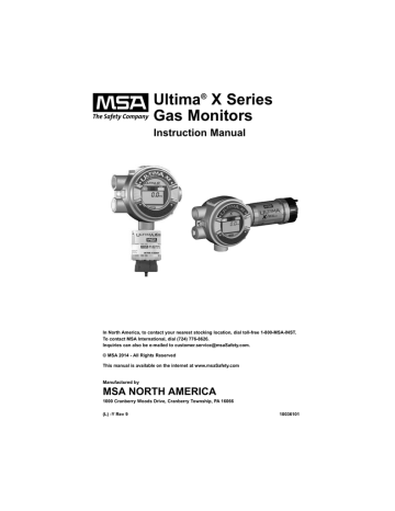 MSA Ultima® XIR Gas Monitor Instruction manual | Manualzz