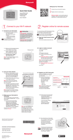 Honeywell TH8320 Visio Pro Wi-Fi Owner Manual | Manualzz