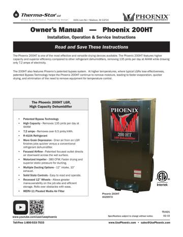 Phoenix 200HT Dehumidifier Owner's Manual | Manualzz
