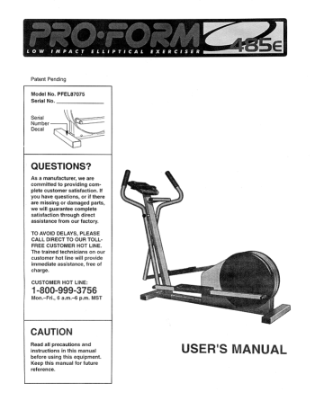 Pro-Form 485E Owner Manual | Manualzz