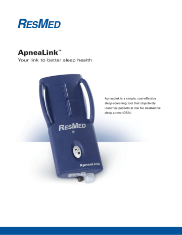 ResMed Sleep-Screening Tool ApneaLink Brochure & Specs | Manualzz