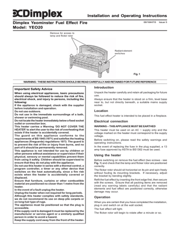 Dimplex Yeominster YEO20 Installation and Operating Instructions | Manualzz