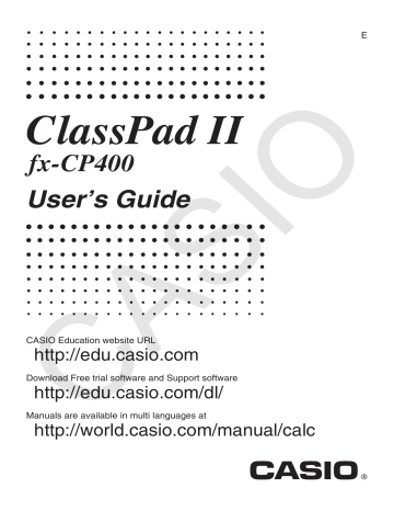 ClassPad II fx-CP400 User's Guide | Manualzz