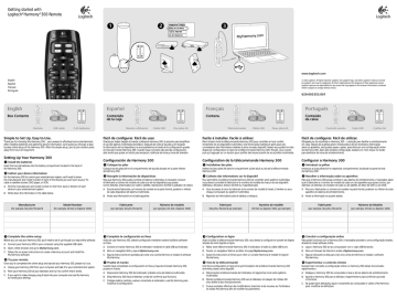 Logitech Harmony 300 Remote Getting Started Guide | Manualzz