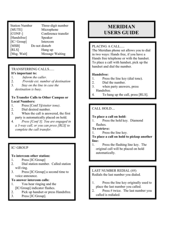 Meridian phone M5112, M5312, M5316 User Guide | Manualzz