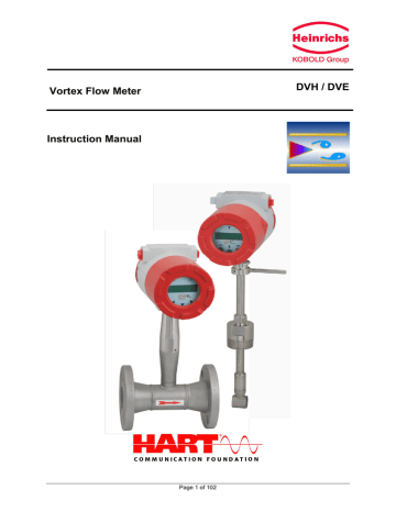 Heinrichs DVH, DVE Vortex Flow Meter Instruction Manual | Manualzz