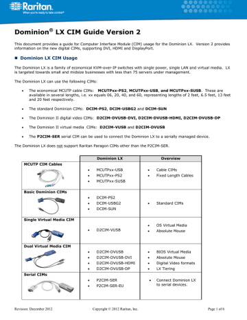 Raritan Dominion LX Guide | Manualzz