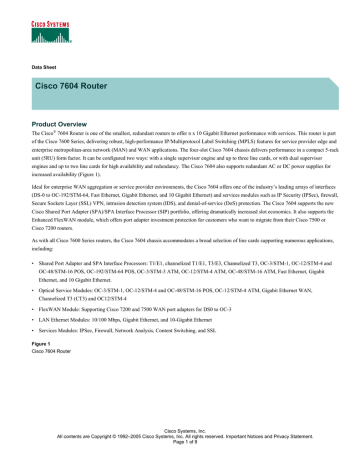 Cisco 7600 7604 Data Sheet | Manualzz