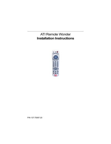 ATI Remote Wonder Installation Instructions | Manualzz