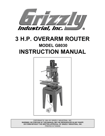 Grizzly Overarm Router G8030 Instruction Manual | Manualzz