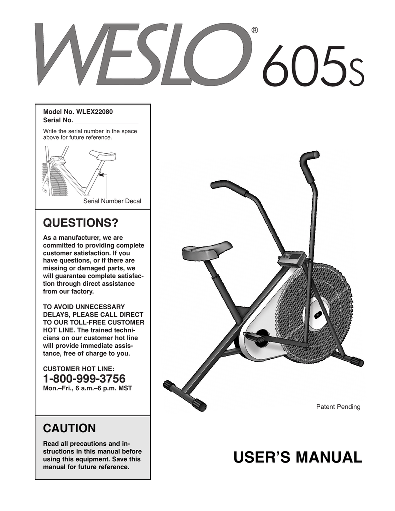 Weslo WLEX22080 manual | Manualzz