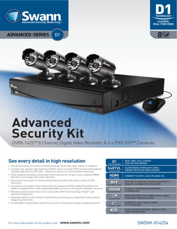 Swann DVR8-1425 Specifications | Manualzz