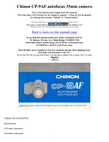 Chinon CP-9AF User Manual | Manualzz