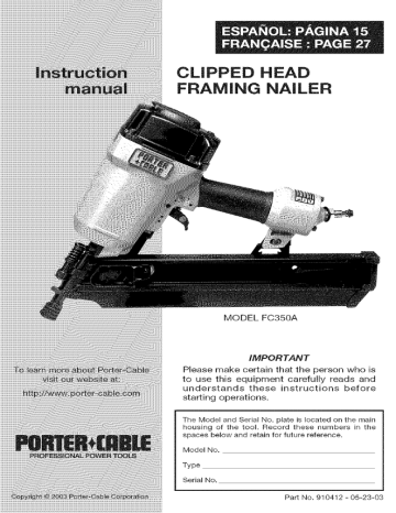 Porter-Cable FC350A Instruction manual | Manualzz
