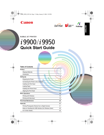 Canon i9950, i9900 Quick Start Guide | Manualzz
