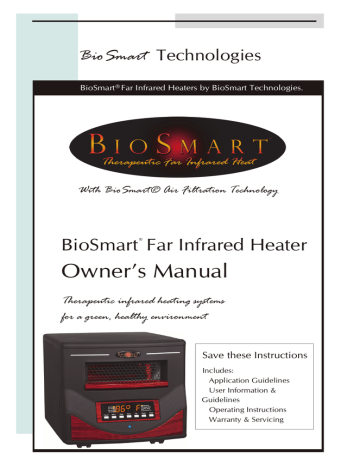 Bio Smart Technologies Far Infrared Heater Owner's Manual | Manualzz