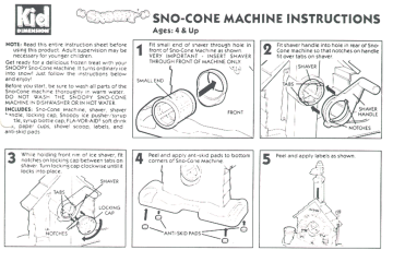 Hasbro Snoopy Sno Cone Machine Instructions | Manualzz