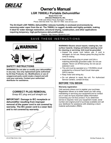 Dri-Eaz F412-115V Owner's Manual | Manualzz